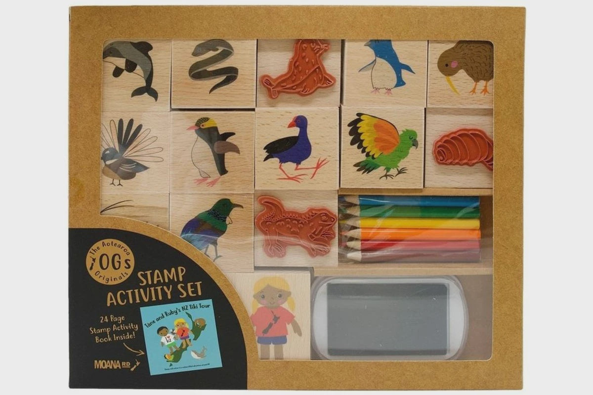 Moana Road: Stamp Activity Set - Tane and Ruby's NZ Tiki Tour – PaperTree