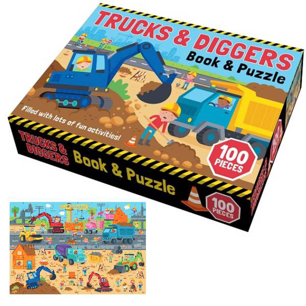 Trucks & Diggers Book & Jigsaw Puzzle – PaperTree