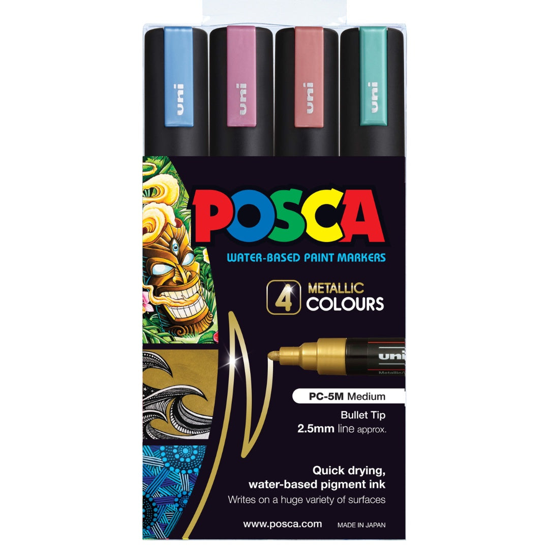 Posca Markers 4 Metallic Colours PC-5M – PaperTree