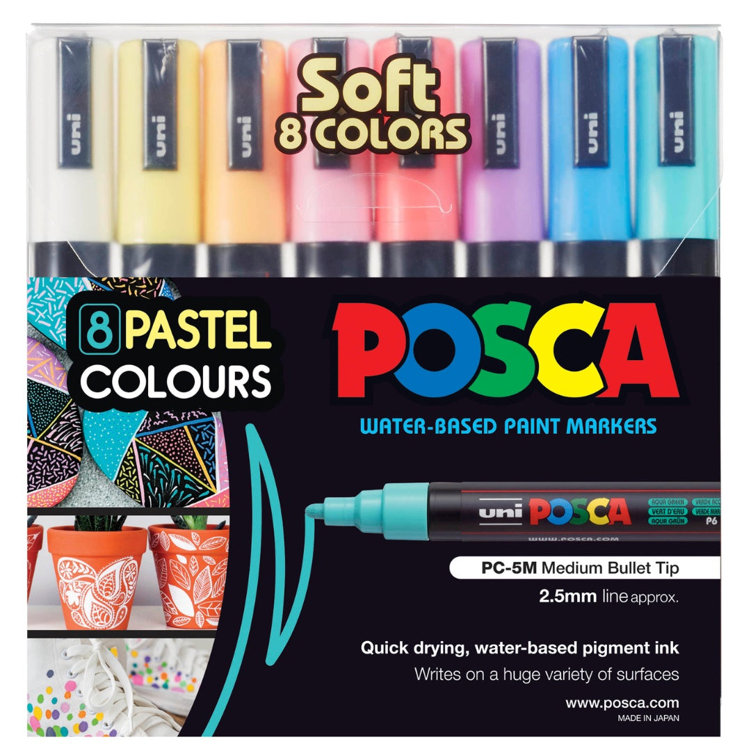 Posca Marker 8 Pastel Colours PC-5M – PaperTree